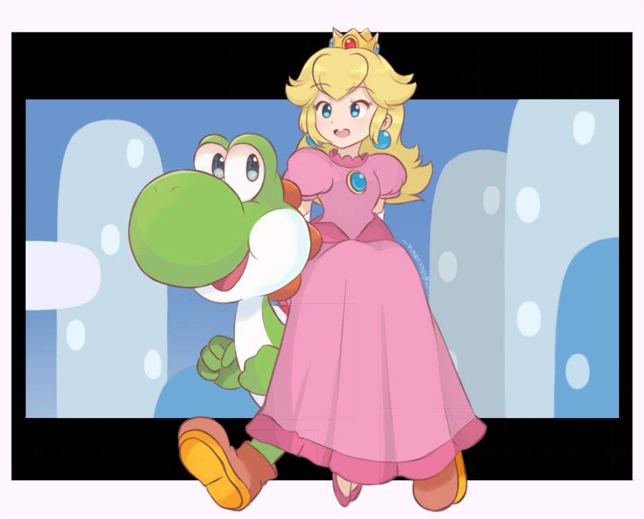 「princess Peach And Yoshi Art Inspired By」 チョコミル Chocomiru のイラスト