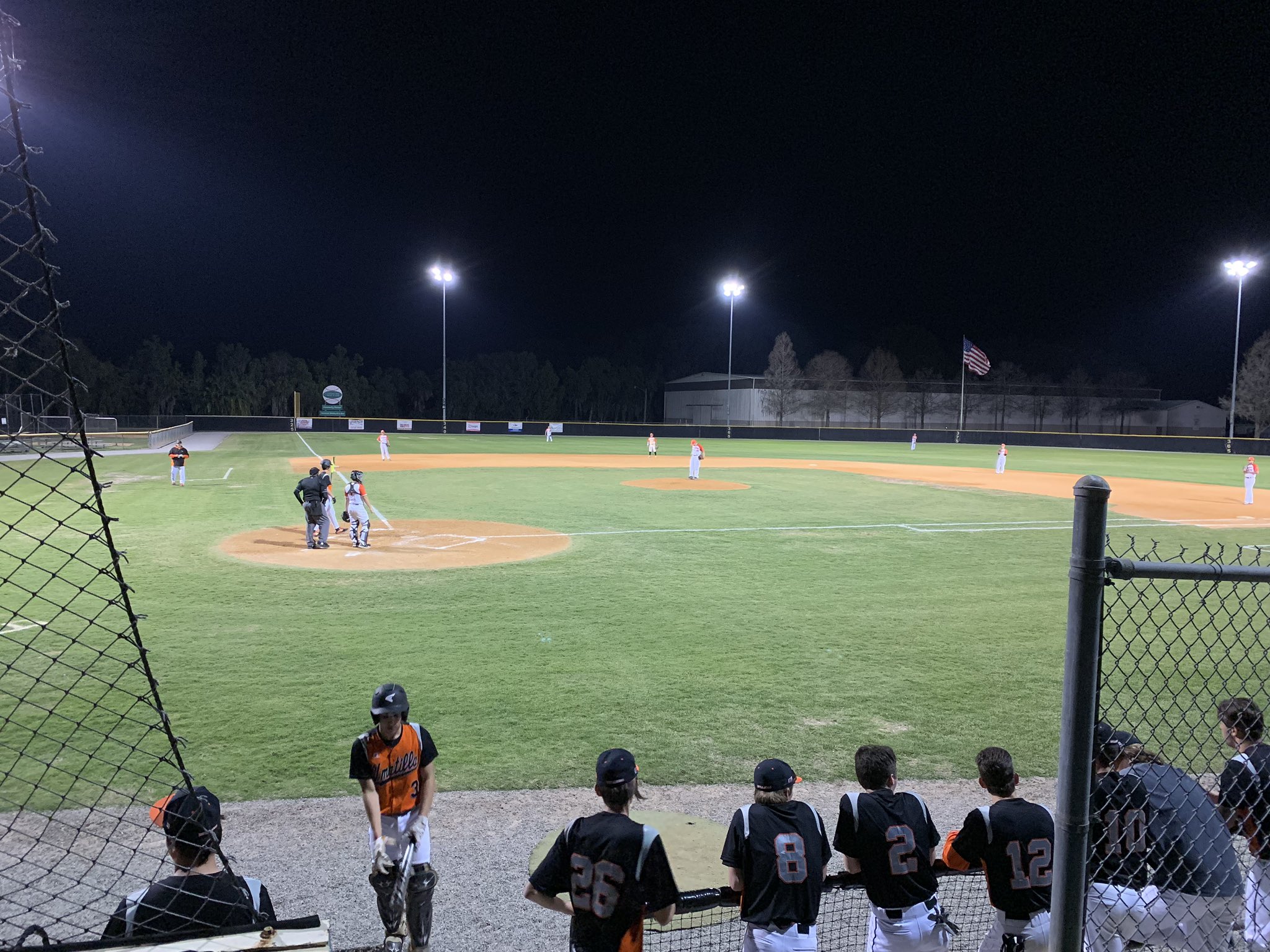 High School Baseball Field At Night