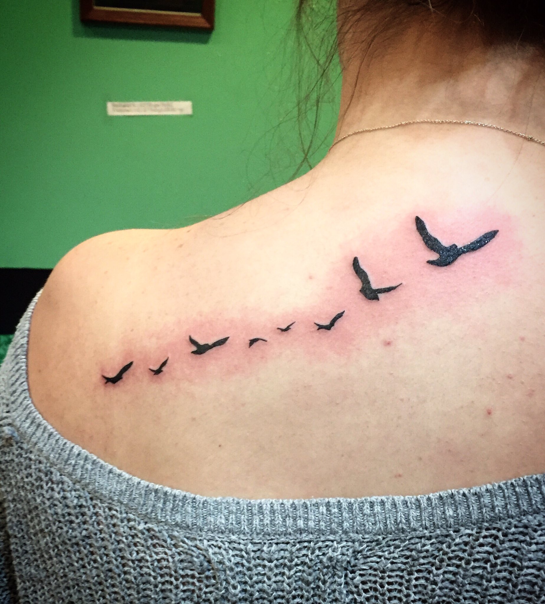 Birds Flying Tattoo On Back