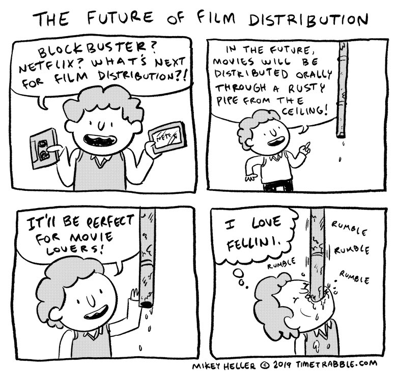 「i drew a comic about the future of film distribution 」Mikey Hellerの漫画