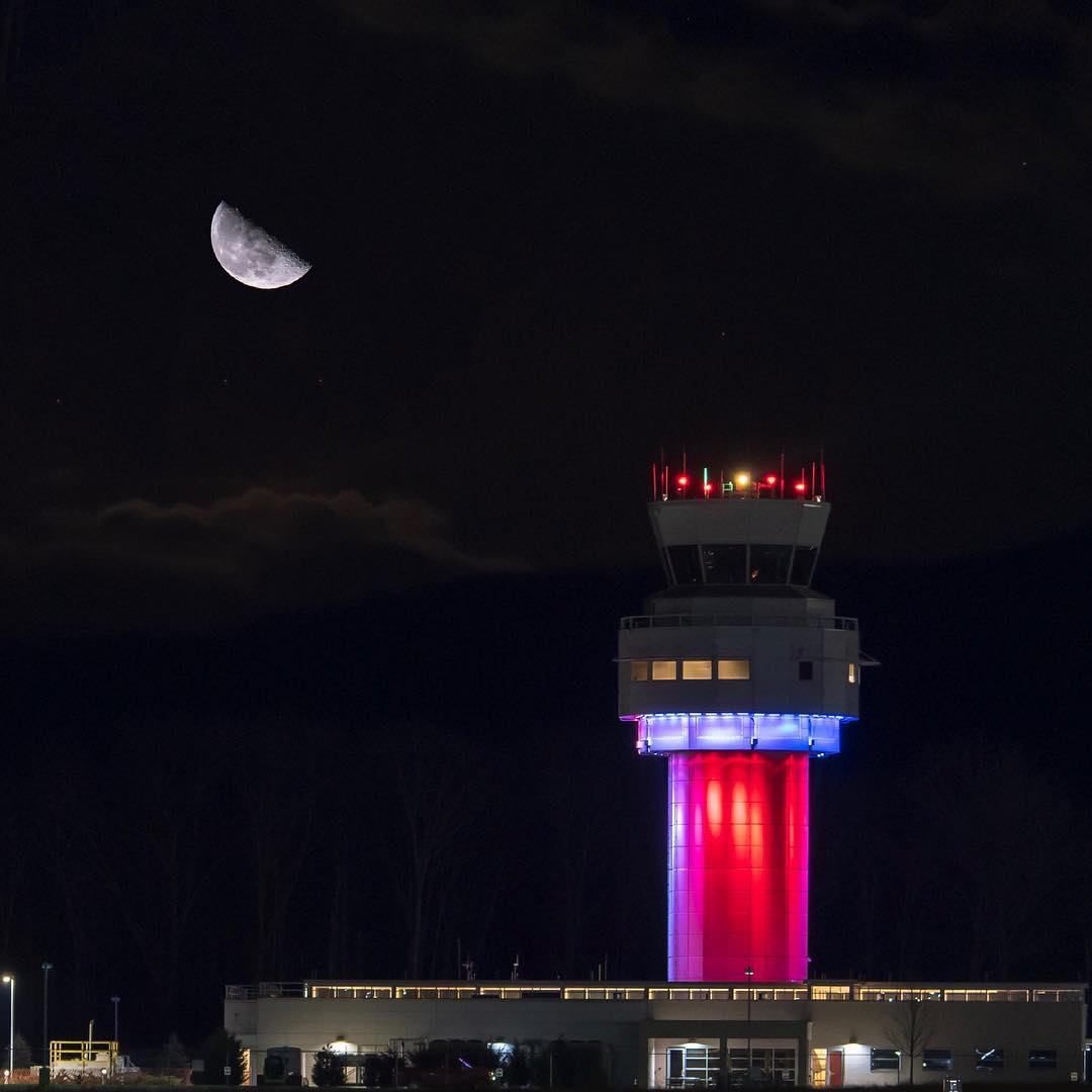 Air Traffic Control Tower At Night