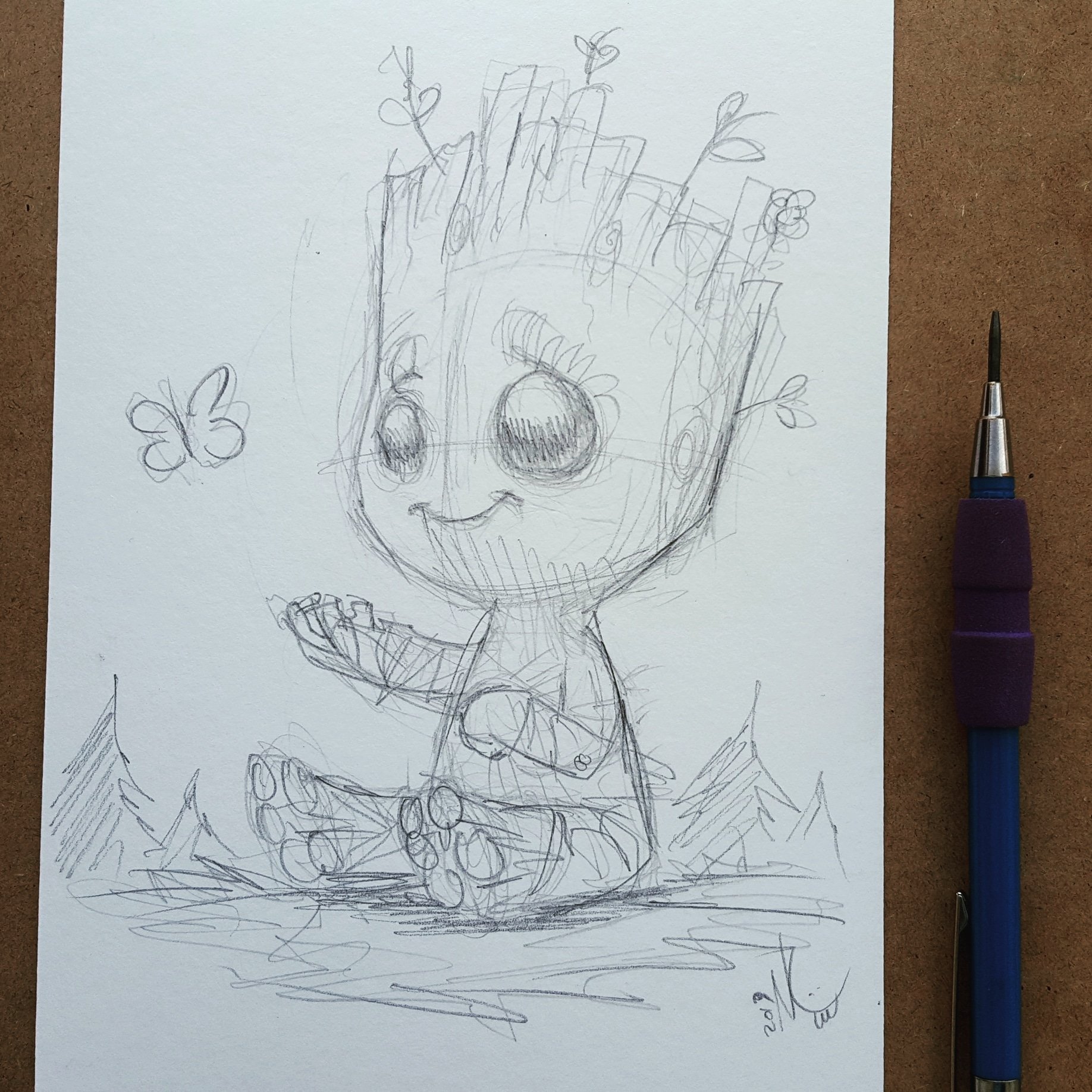 Dancing Baby Groot Drawing