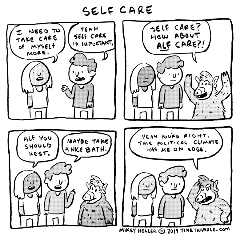 「i drew a comic about self care 」Mikey Hellerの漫画