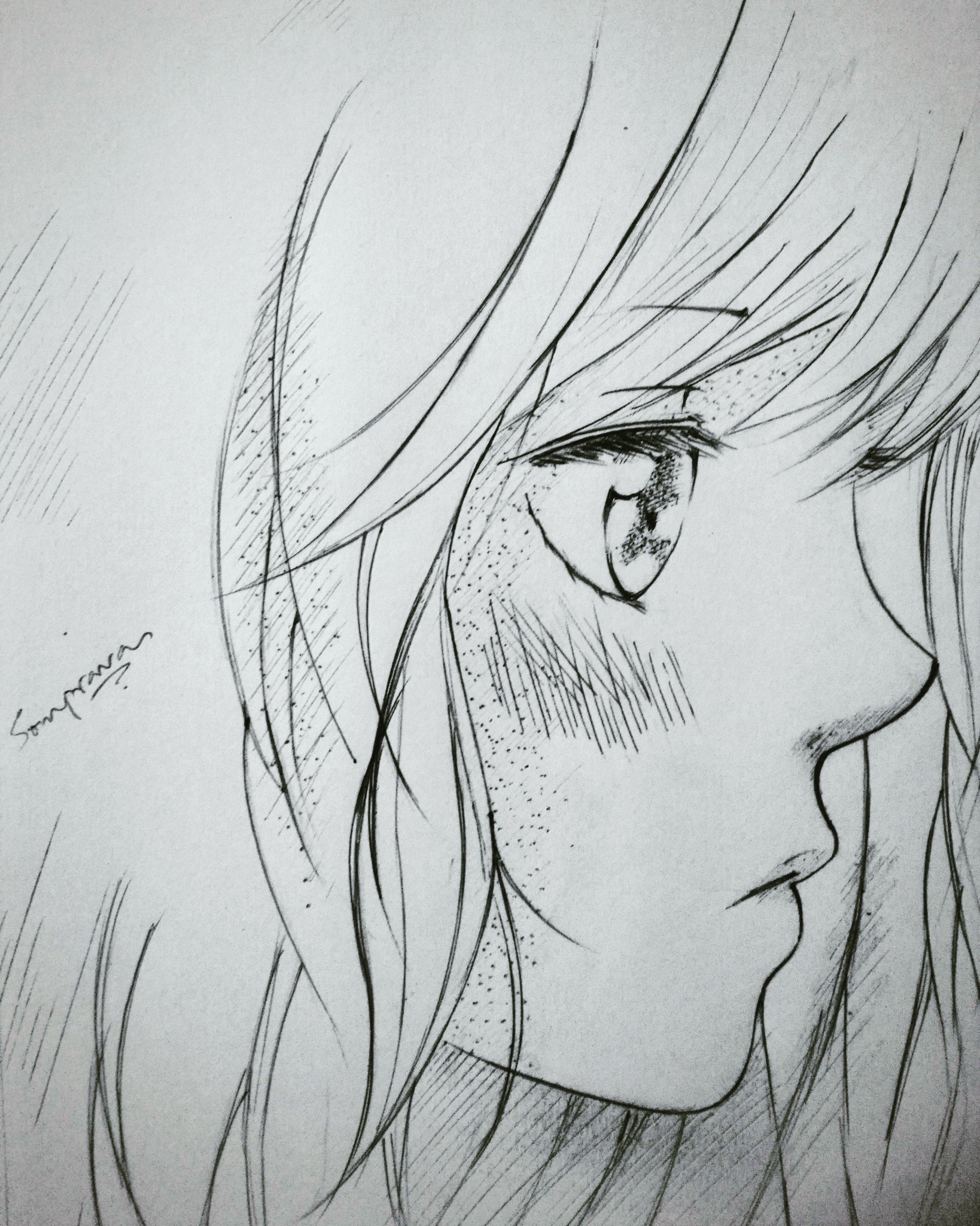 Sad Anime Drawing