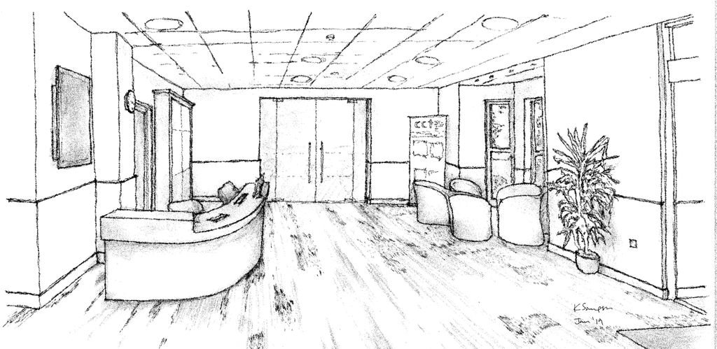 Hospital Room Interior Sketch