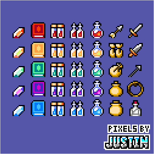 Justin Alexander on Twitter: "Here's a selection of 16x16 pixel art items made to appear on ...