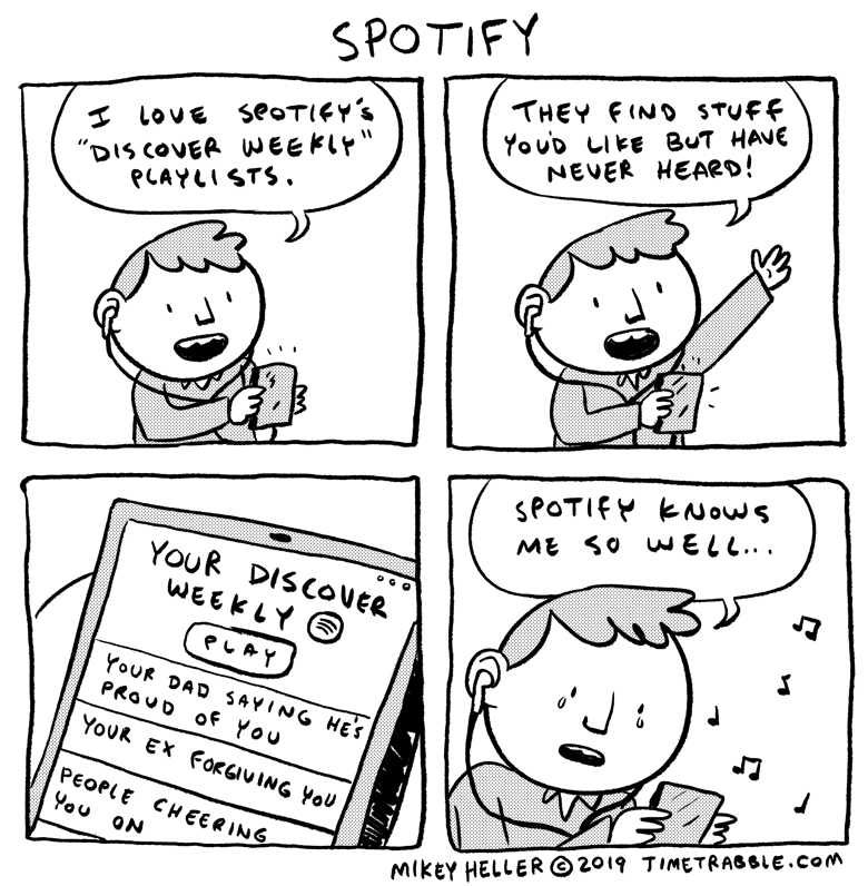 「i drew a comic about Spotify 」Mikey Hellerの漫画
