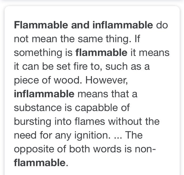 Inflammable