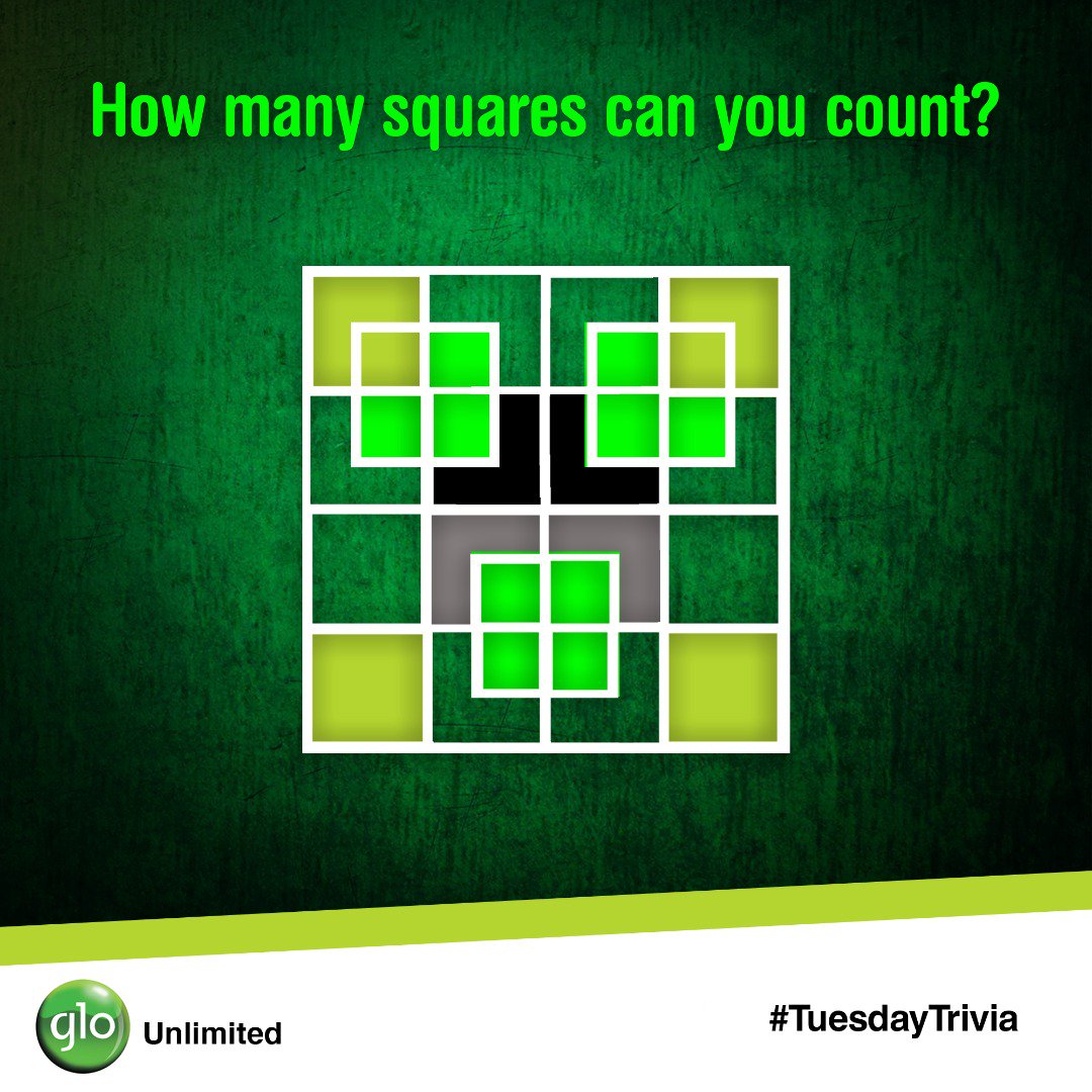 Glo Nigeria on Twitter: "How many squares can you count? Drop your ...