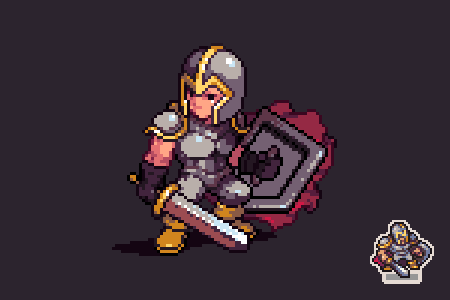 「hi-res sprite remakes: buff warrior with」|Luxのイラスト