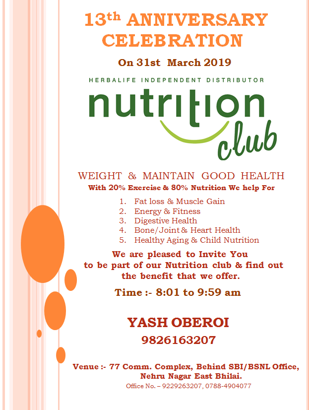 Herbalife Nutrition Club Invitation Cards