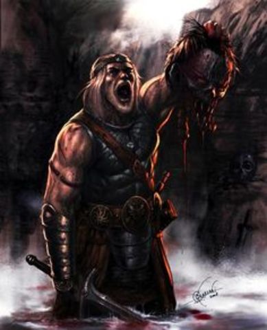 Beowulf And Grendel Fighting