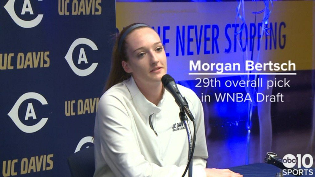 UC Davis basketball star Morgan Bertsch reacts to being selected in ...