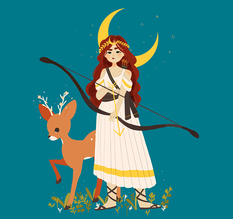 Artemis Goddess Of The Hunt Cartoon