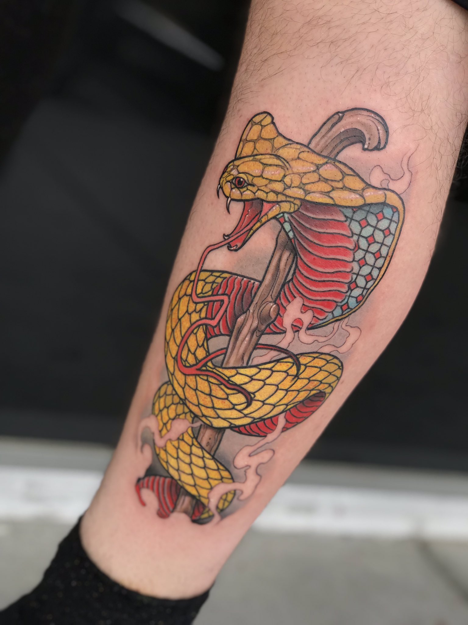 Traditional Cobra Snake Tattoo