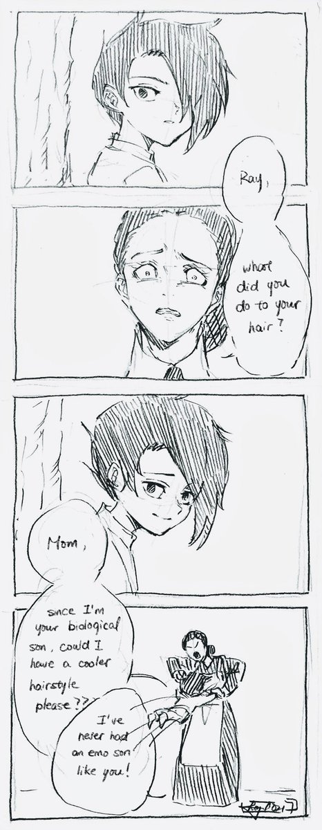 「Ray: look at Norman's sh*tty hair, Emma 」Hazel Oh Two One Sevenの漫画