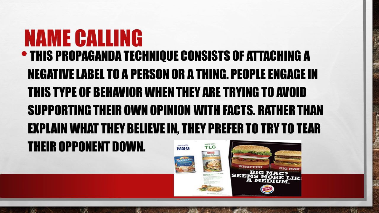 Name Calling Propaganda Bandwagon Name Calling | TPT