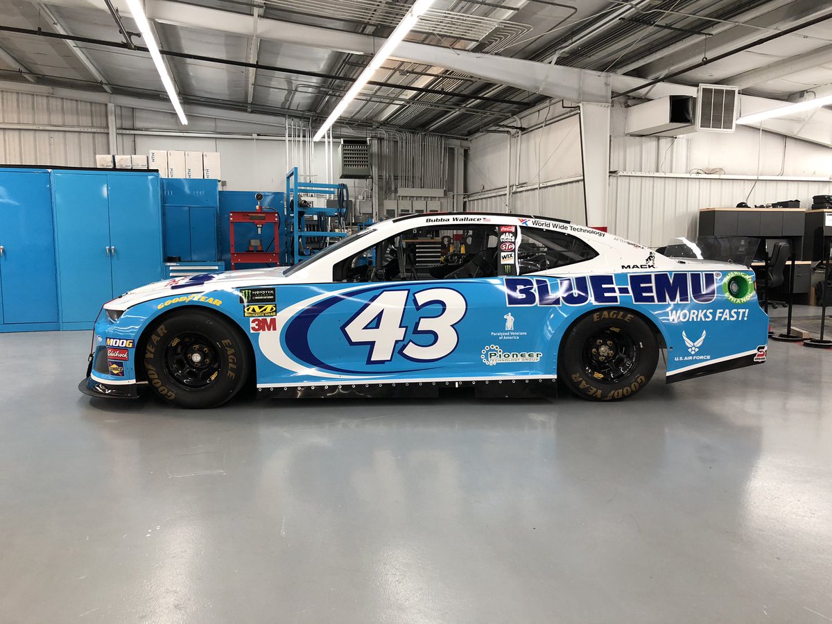Bubba Wallace: Blue-Emu (will be used at Bristol) : r/NASCAR