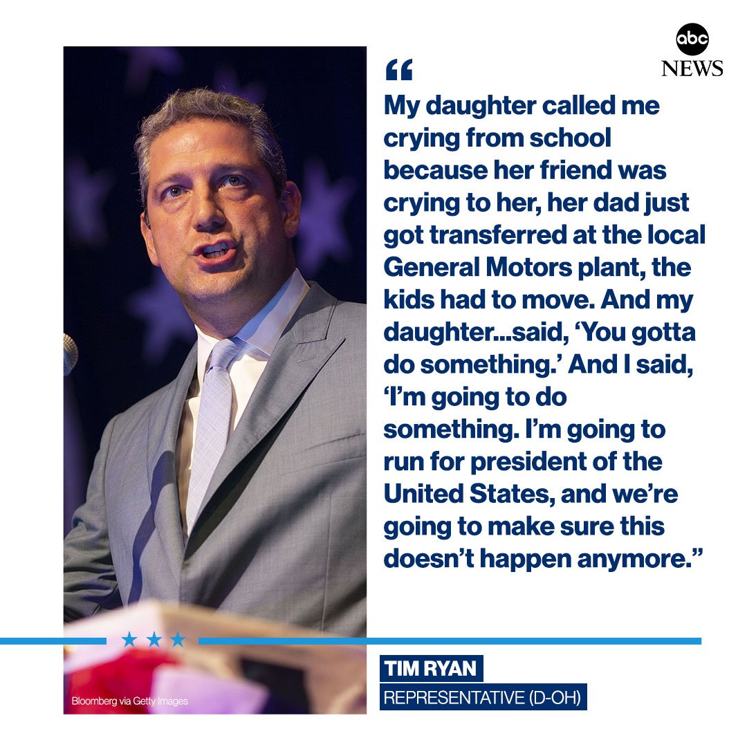 A Thread from @ABC: "BREAKING: Rep. Tim Ryan of Ohio tells @TheView: "I ...