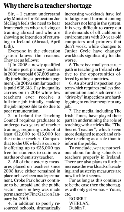 Robert 🇪🇺 on Twitter: "My letter in the Irish Times (23rd April 2019) outlining the reasons why ...