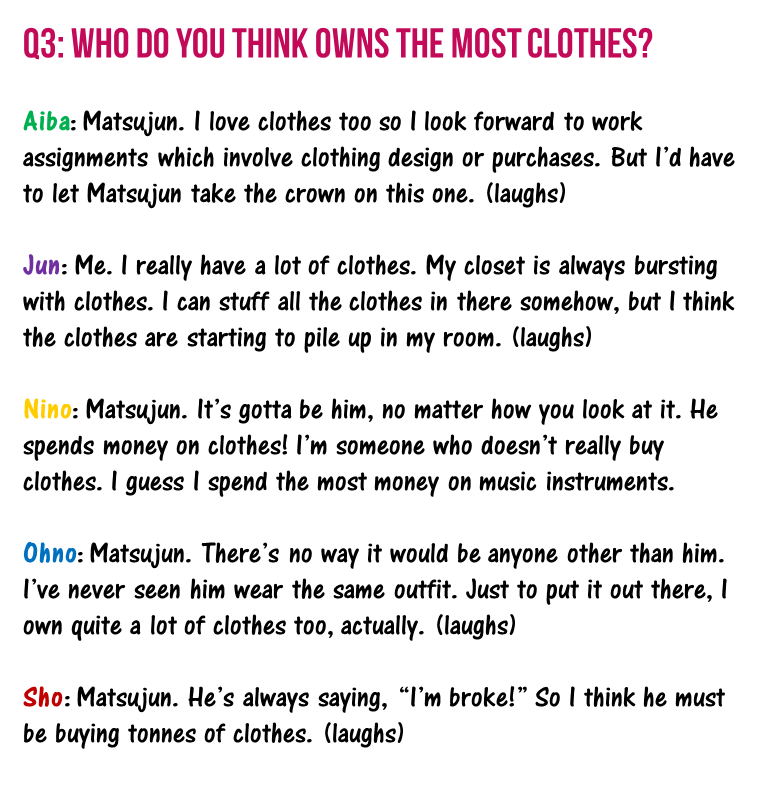 Transitions 🌩 🌈Smile again on Twitter: "Q3: Who do you think owns the most clothes? Aiba ...