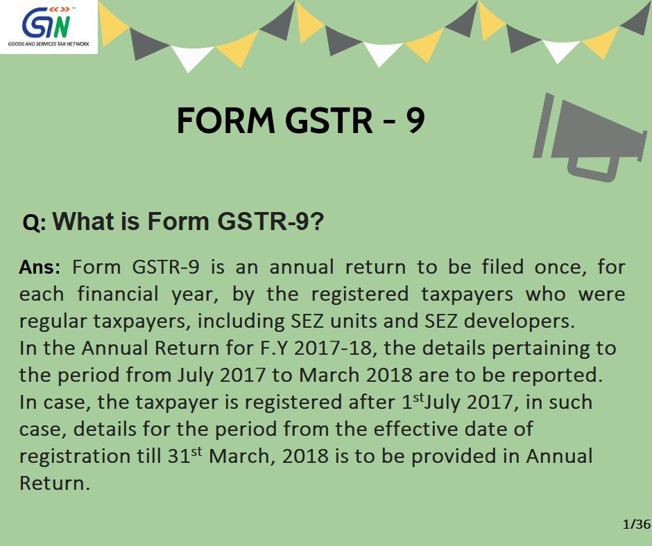 Taxpayer's guide on the frequently asked questions about Form GSTR 9
