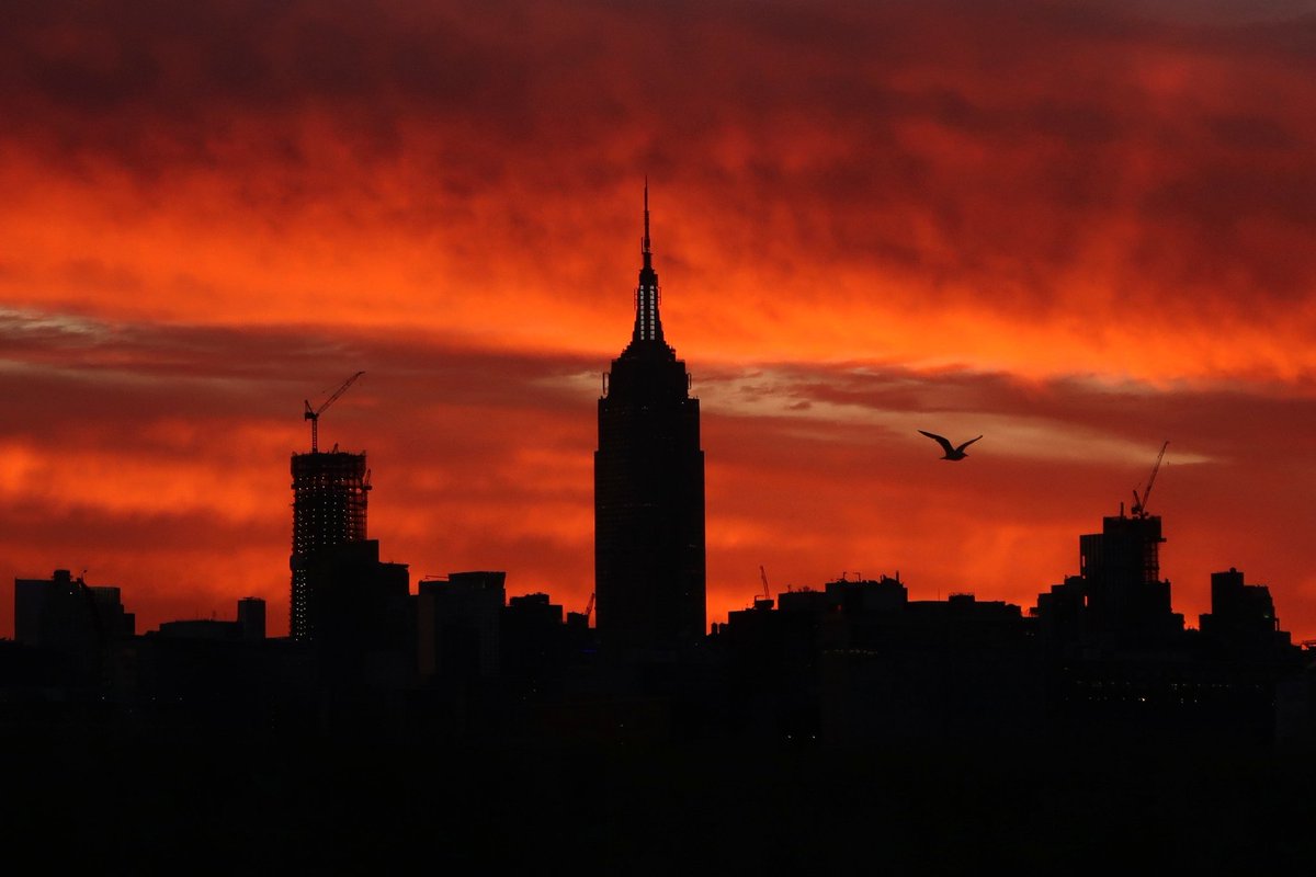 York City : morning York City beautiful red sunrise morning newyorkcity ...