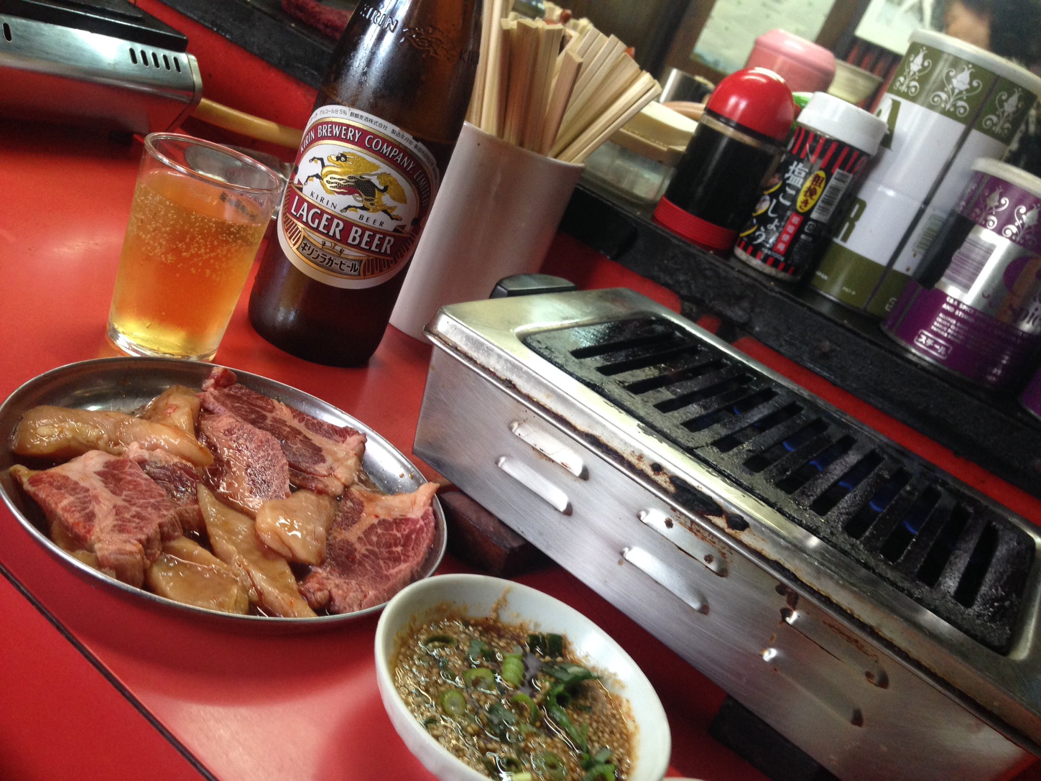 Santa caFe HASH on Twitter: "今日はボスも昼から出かけててるしお腹へったから1人焼肉に挑戦！(笑) #千里丘 #吹田 #長野東町 #焼肉 #とん助…