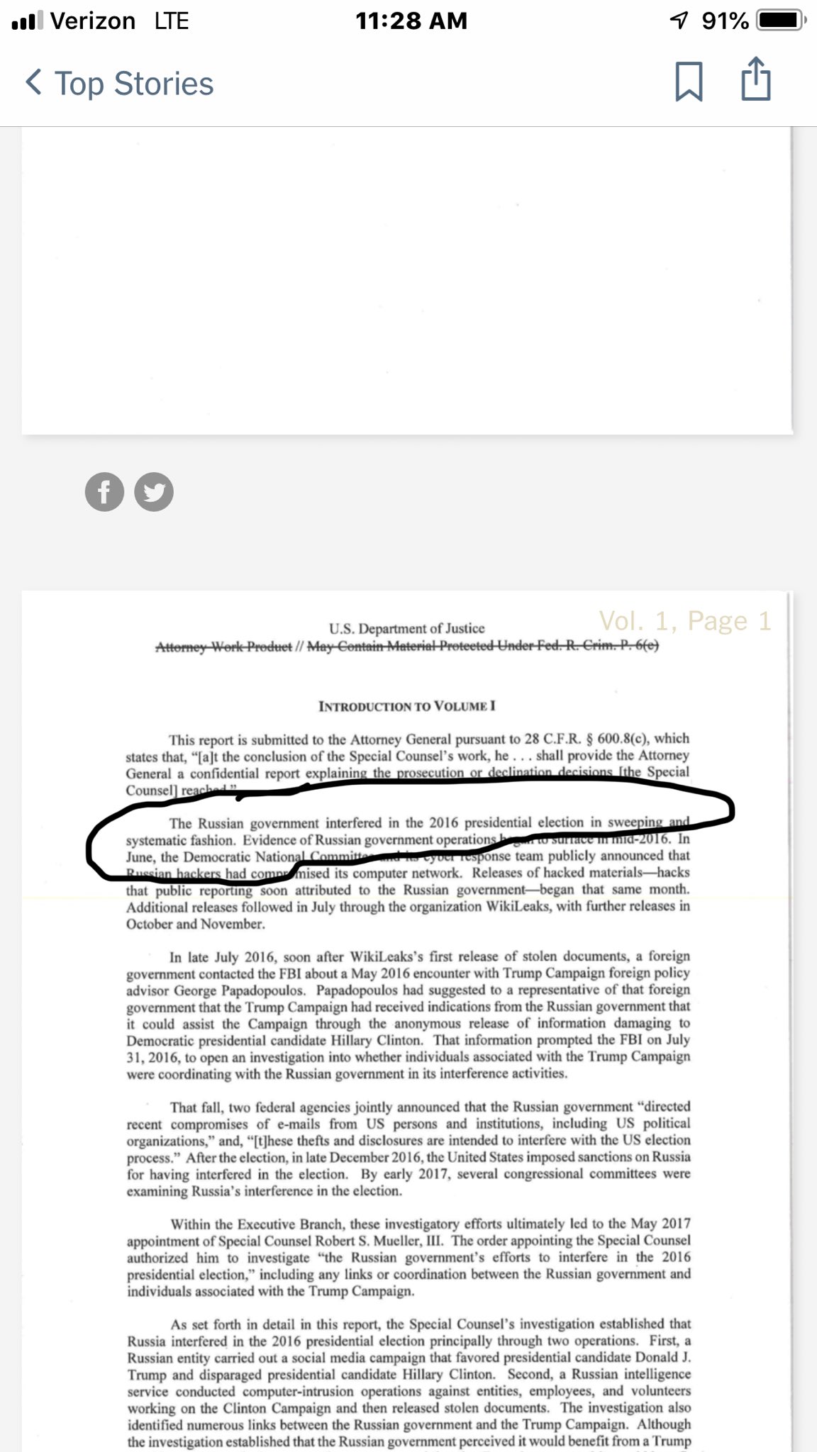 Amy Klobuchar On Twitter First Page Of Mueller Report Says That
