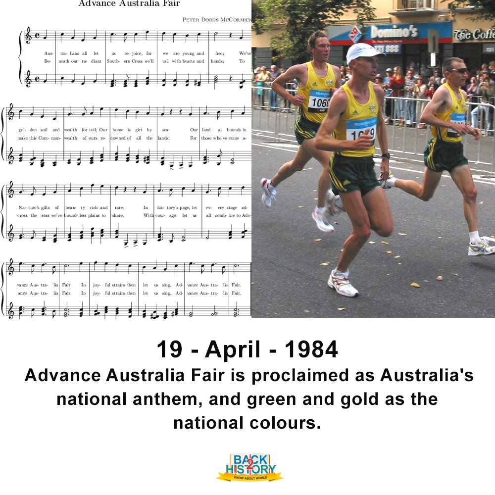 Back2History on Twitter: "19 - April - 1984 – Advance Australia Fair is ...