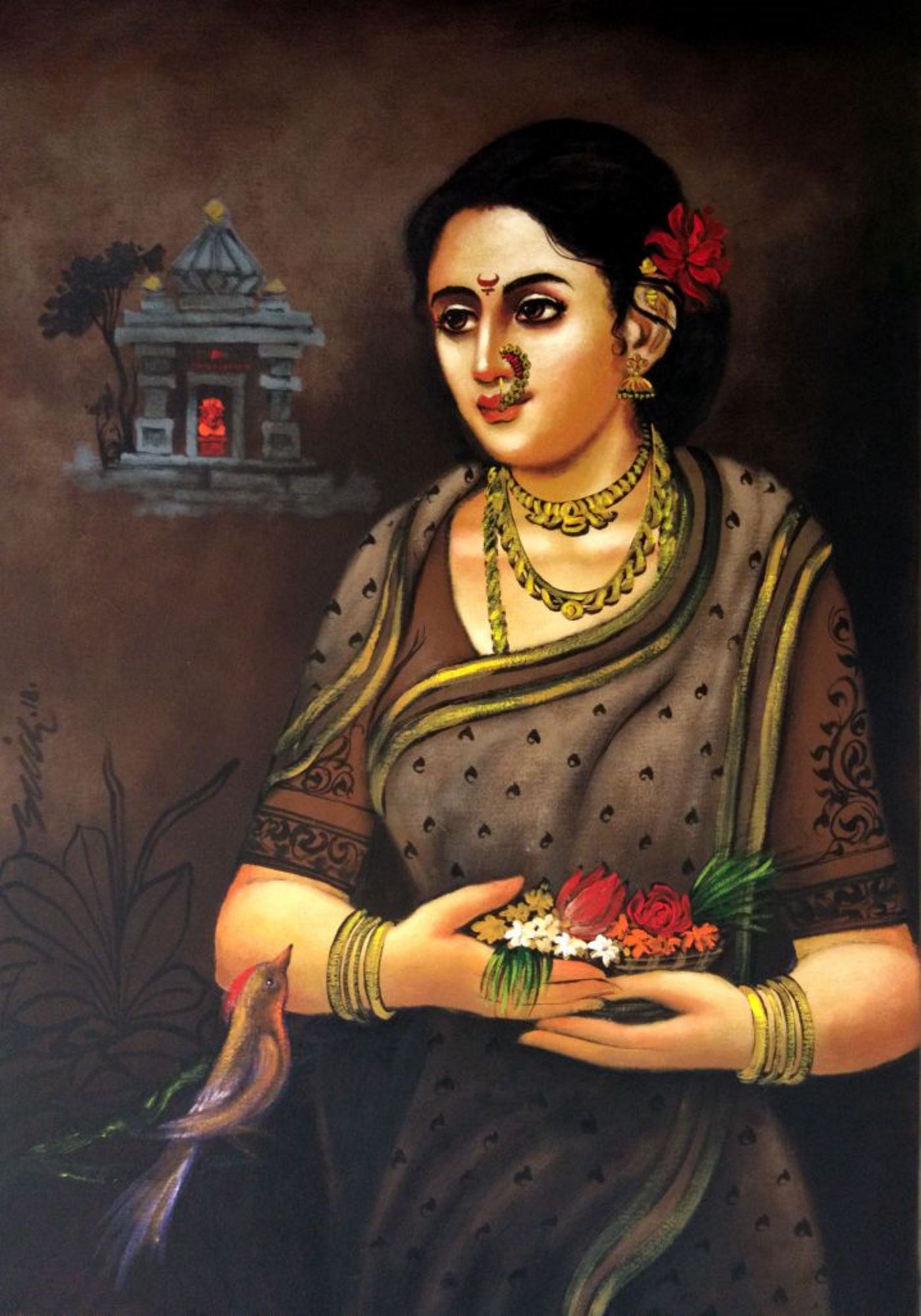 Traditional Indian Woman Painting