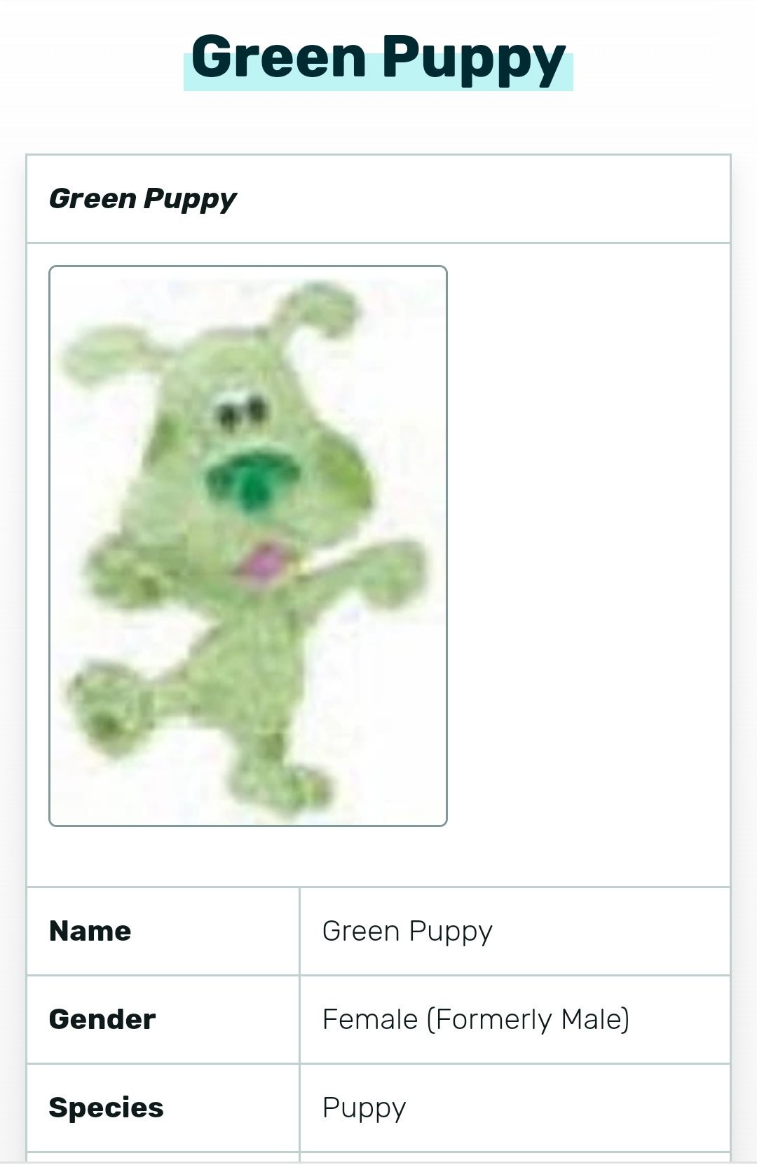 Blues Clues Characters Green Puppy