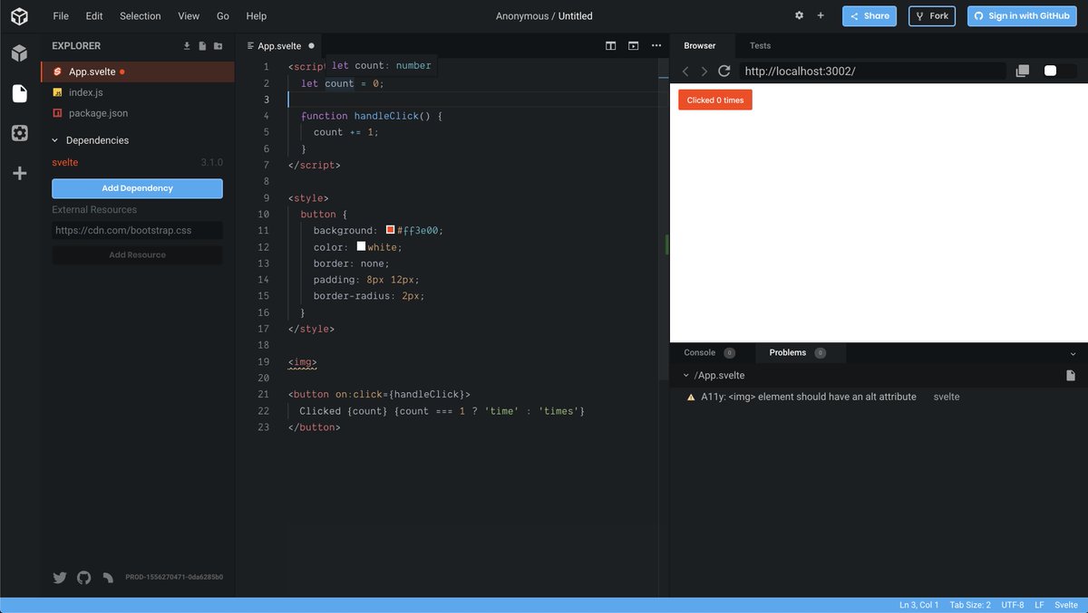 Ives van Hoorne on Twitter: "The new @sveltejs v3, coming soon to a @codesandbox near you 😁 ...