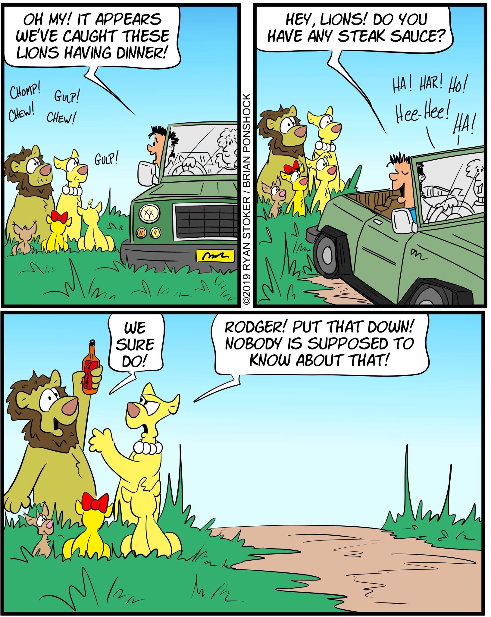 Cartoon Lion Hunting