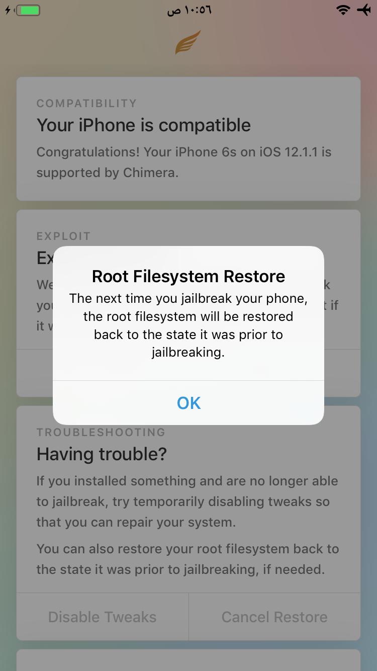 Kamal on Twitter: "To remove Chimera jailbreak Restart your device, then open Chemira, then tap ...