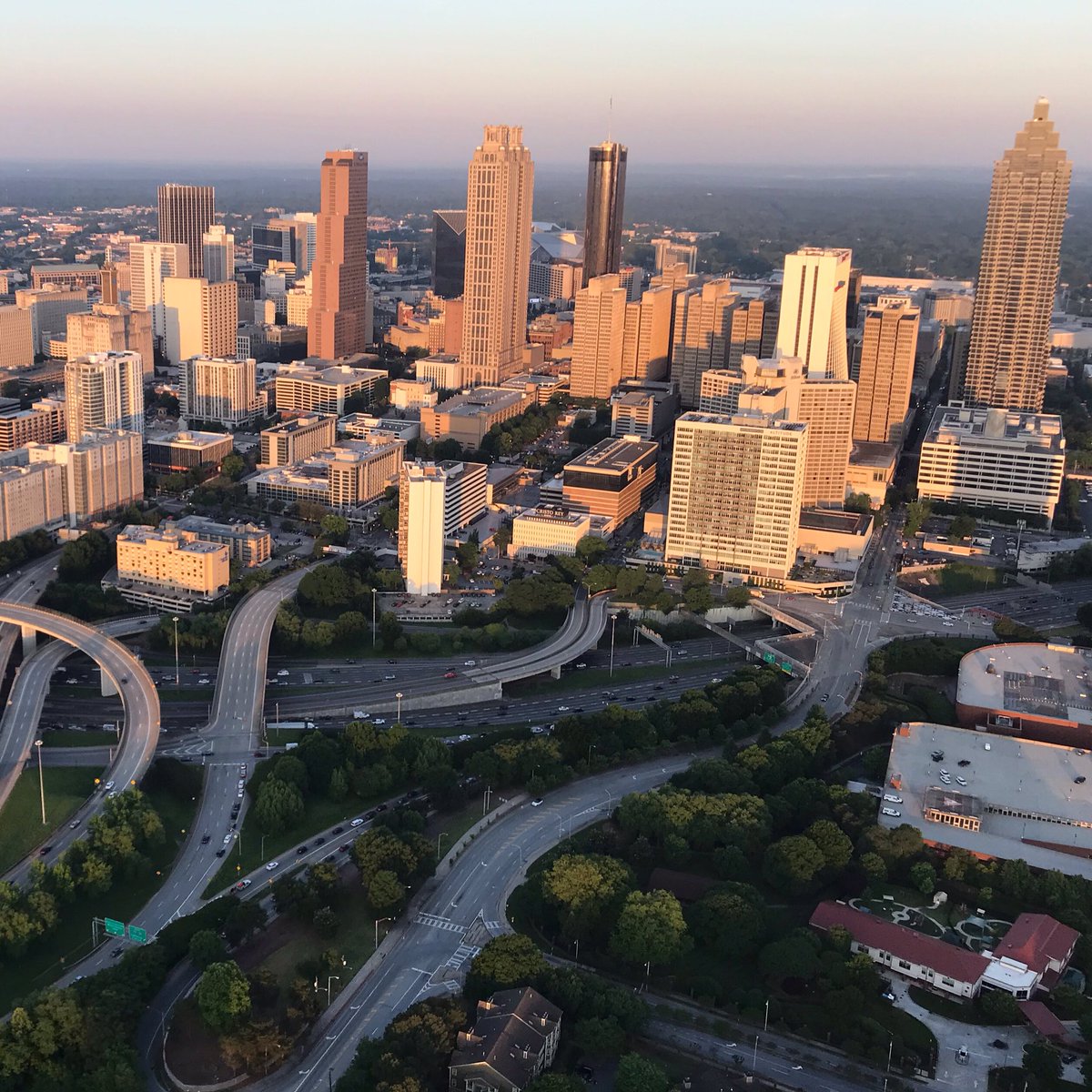 The city of atlanta at sunrise on a Tuesday morning! wsbradio skycopter ...