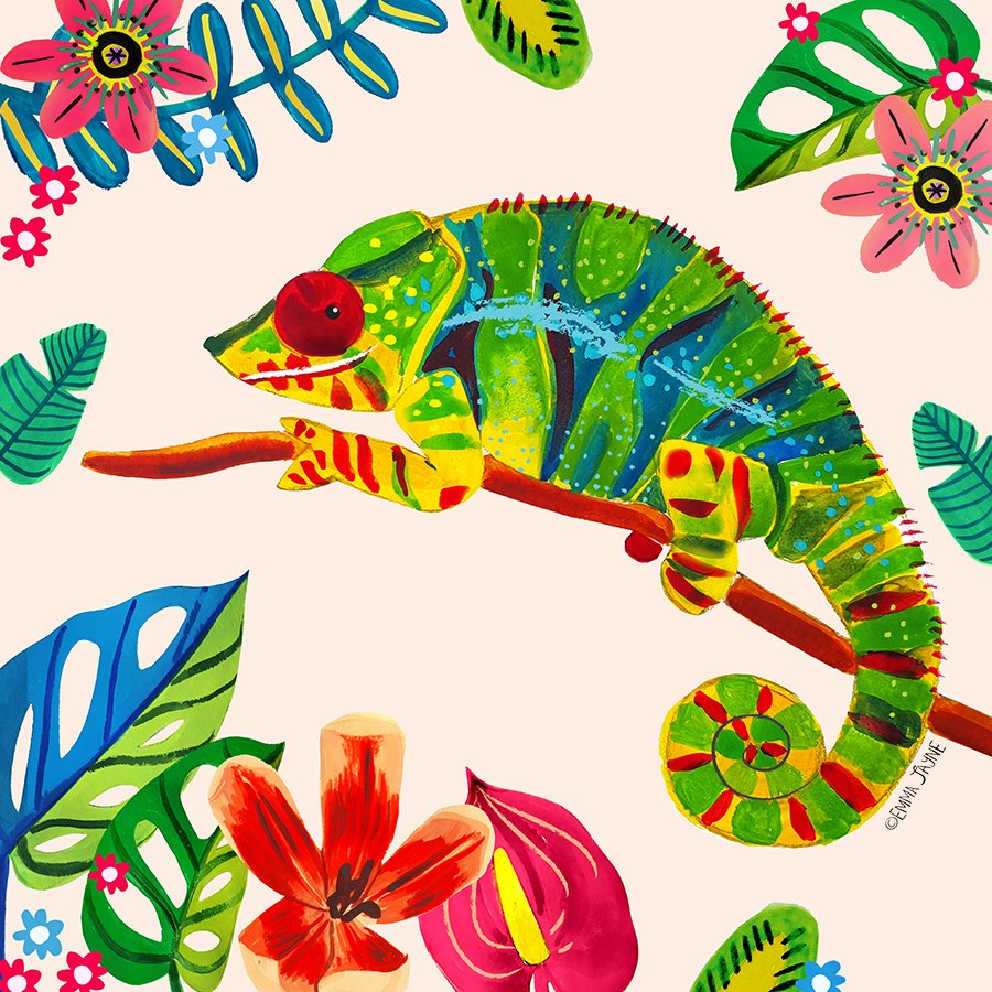 Colorful Chameleon Drawing