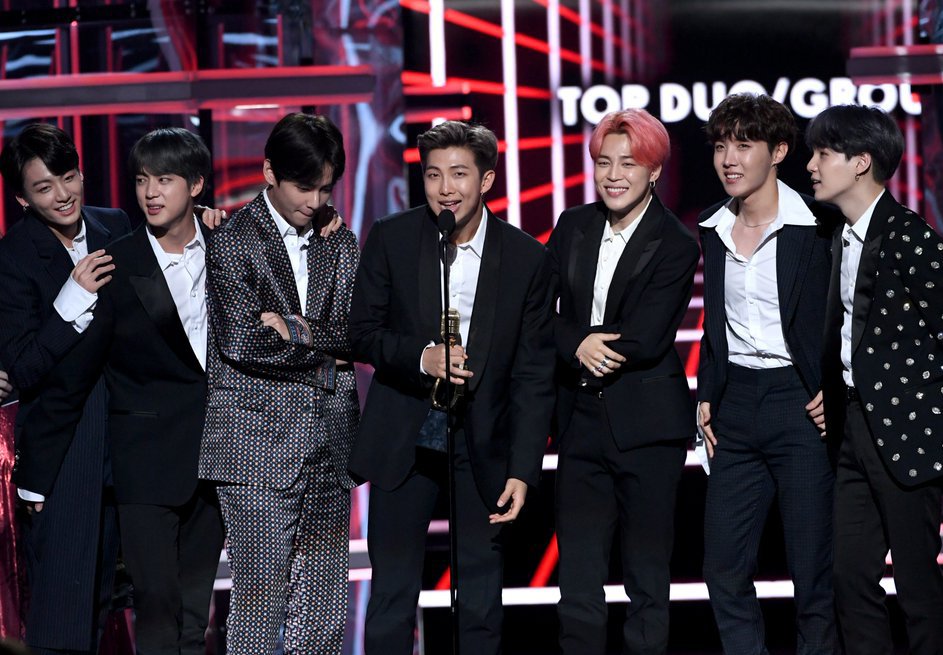 BTS go down in history as the 1st Asian Act to win the Best Group Award ...