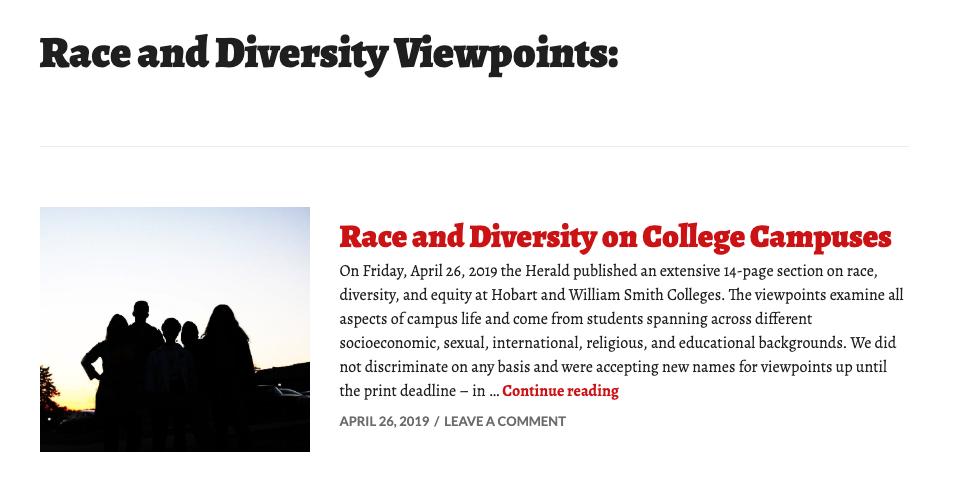 Herald feature on race, diversity exposes 'ugly part' of HWS campus