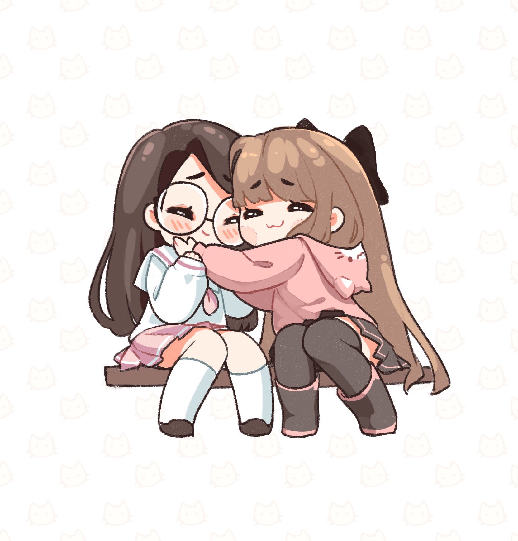 Chibi Friends Hugging