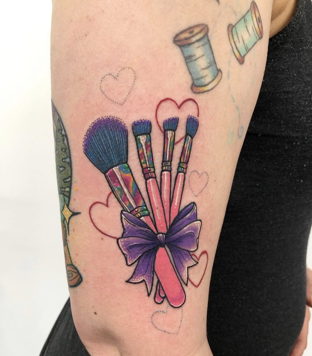 Tattoo Of Makeup Brushes