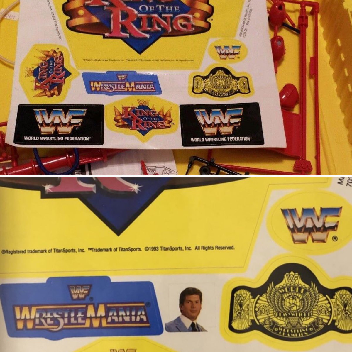 The Major Wrestling Figure Podcast X The Hasbro King of the Ring ring came with a white square sticker to go inside the monitor. We covered on the pod that the
