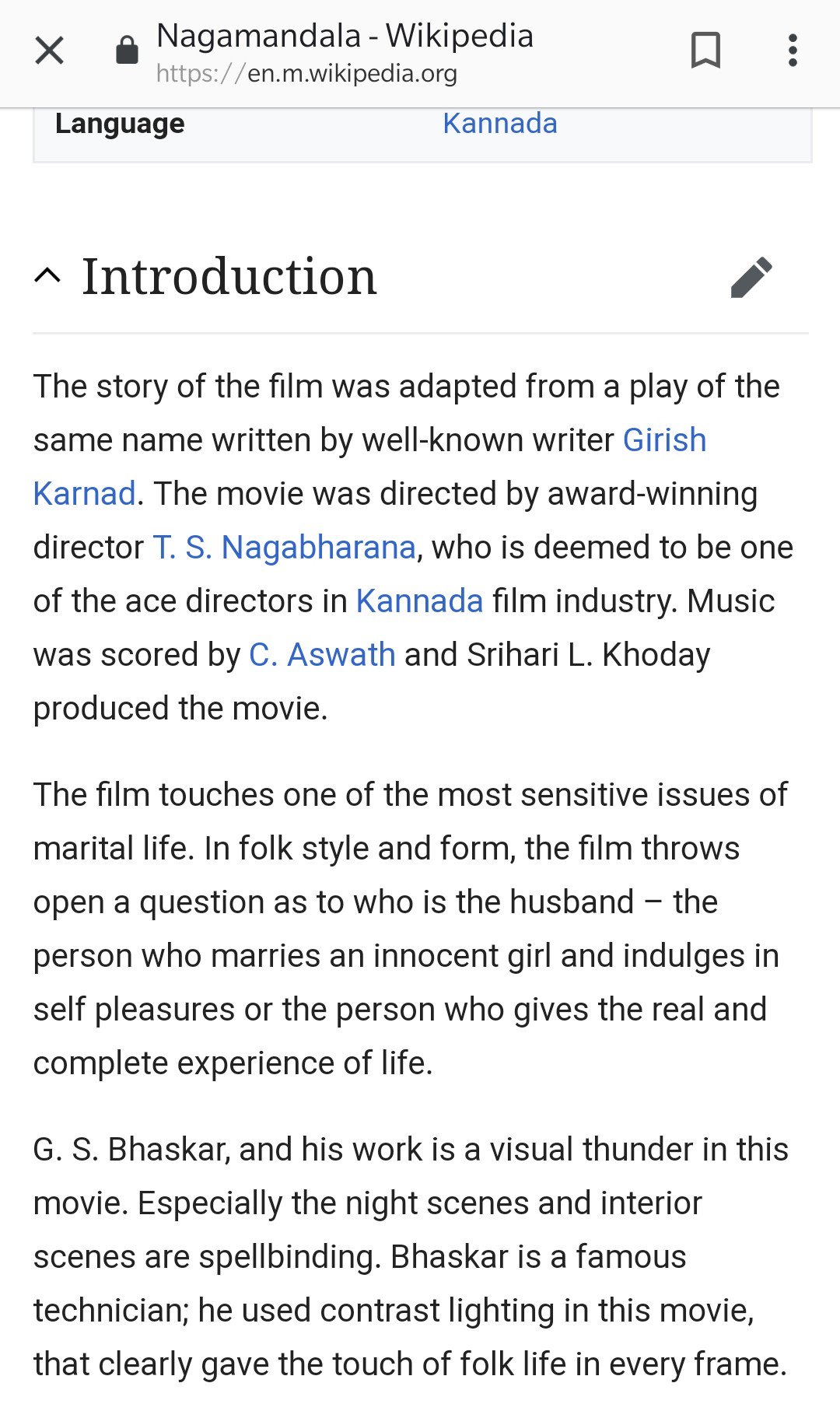 Girish Karnad Nagamandala