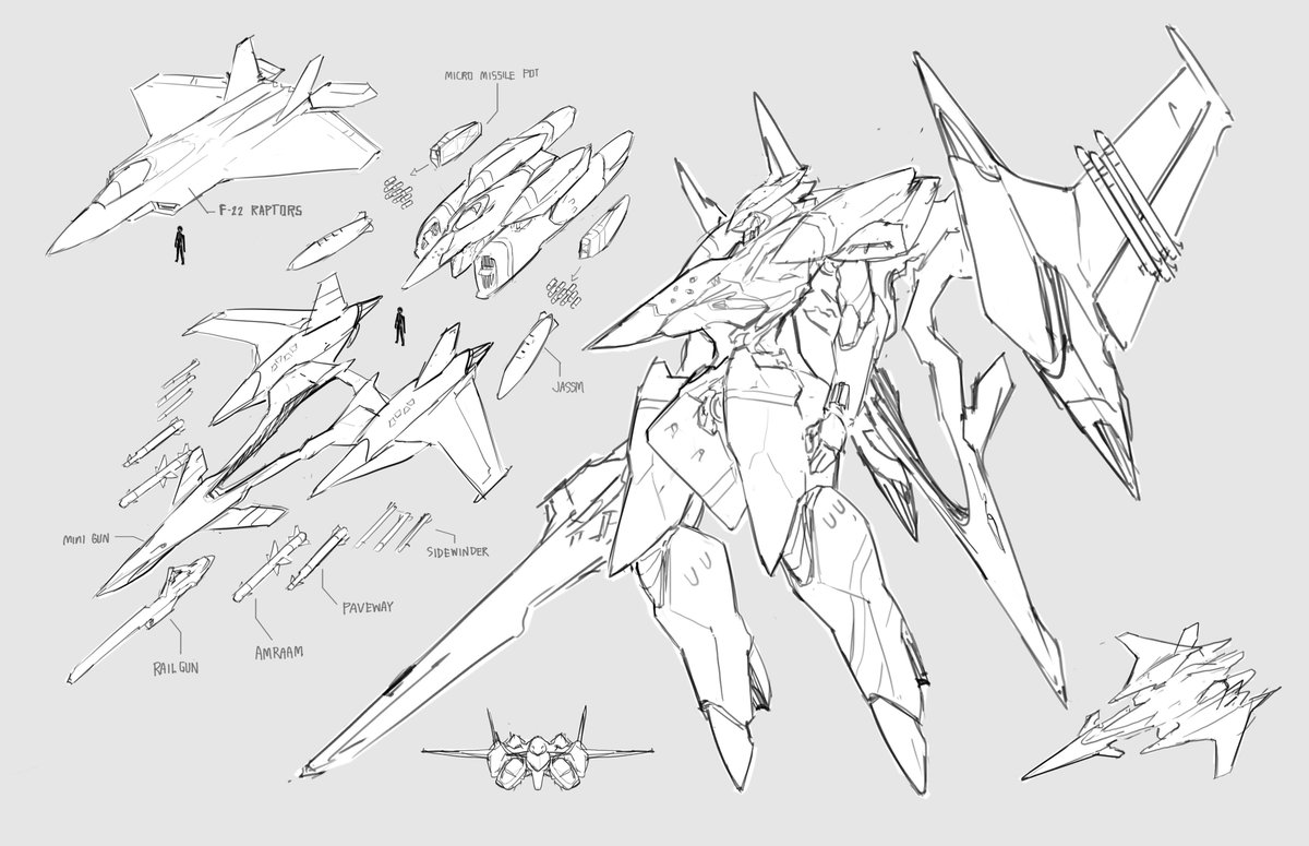 「Random sketch 05 //some jet mecha #sketch #doodle #mecha 」Zen_Jirakunの漫画