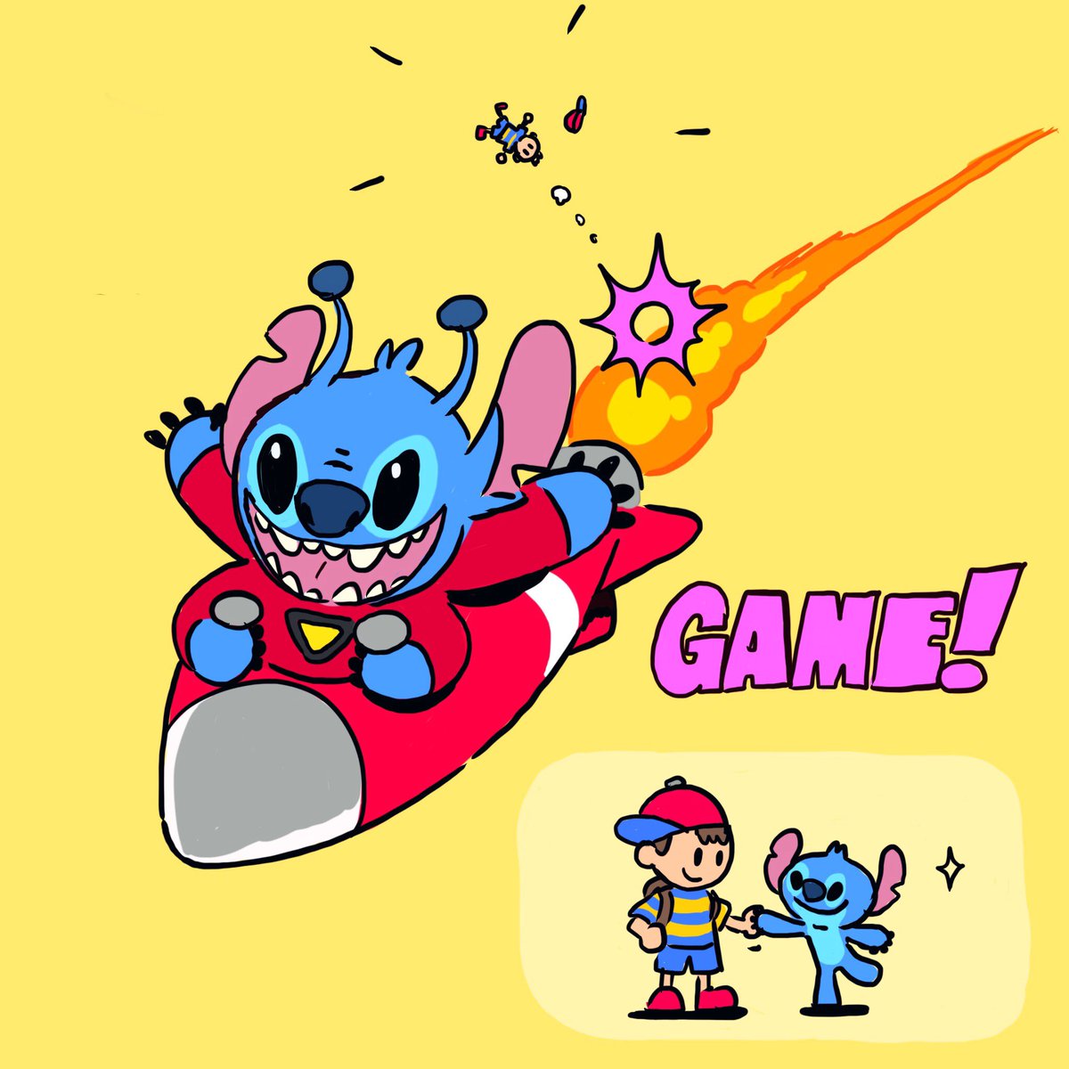 「Stitch wins! He performs his final smash」|James Turnerのイラスト
