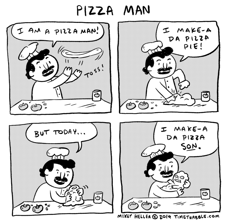「i drew a comic about a pizza man 」Mikey Hellerの漫画