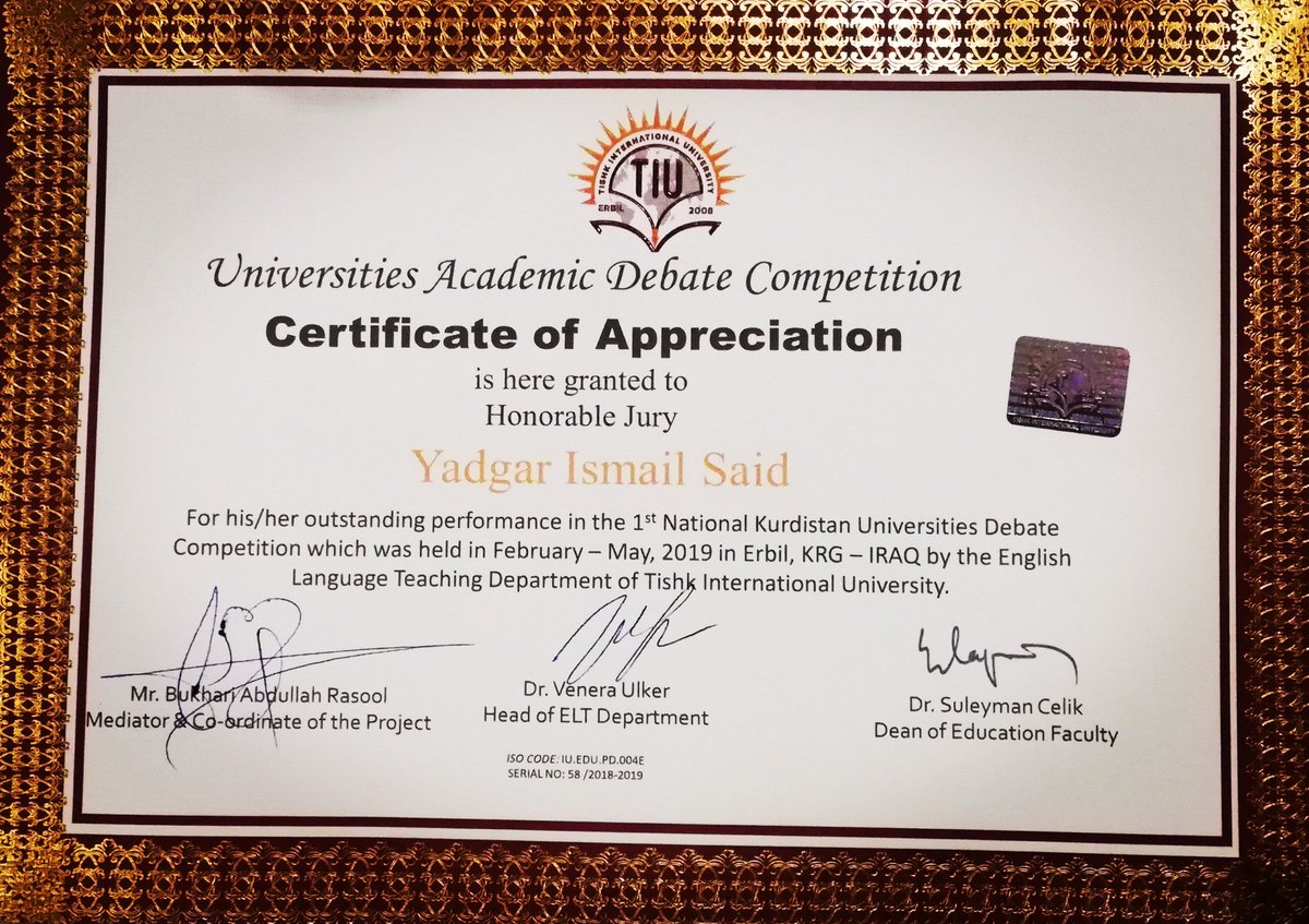 Debate Competition Certificate