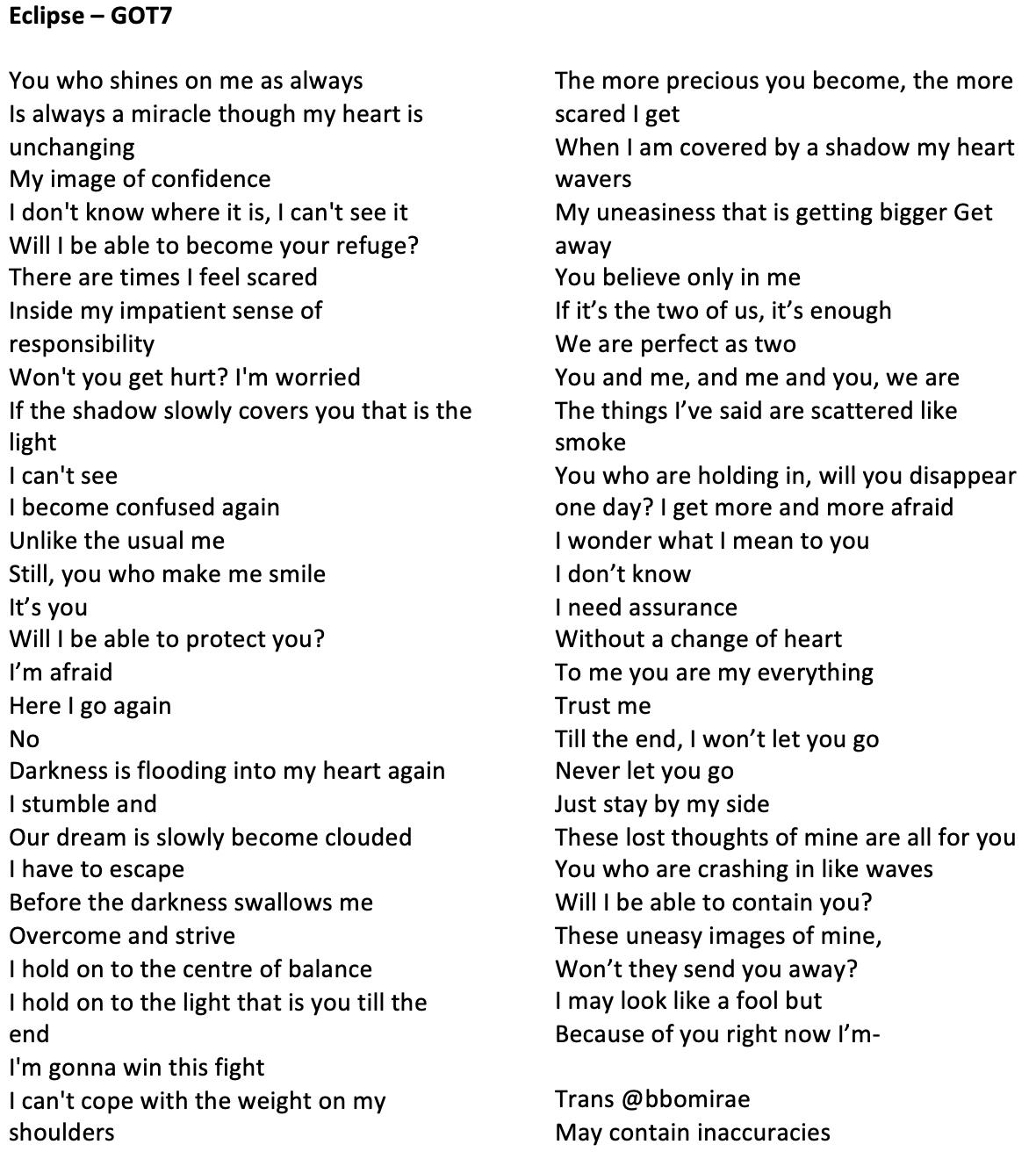 🌴🍑 BORN TO BE SEXY 🤘 on Twitter: "[TRANS] Eclipse lyrics #GOT7 #GOT7_ECLIPSE #GOT7__SPINNINGTOP…
