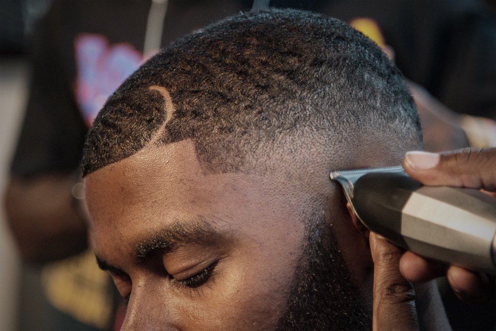 High Top Fade With Half Moon