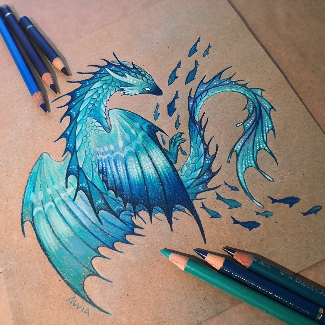 Water Dragon Pencil Drawings